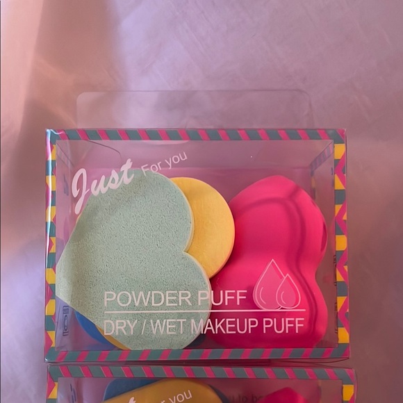 just for you | Makeup | Powder Puff Set Pink Yellow Greenorange Blue ...